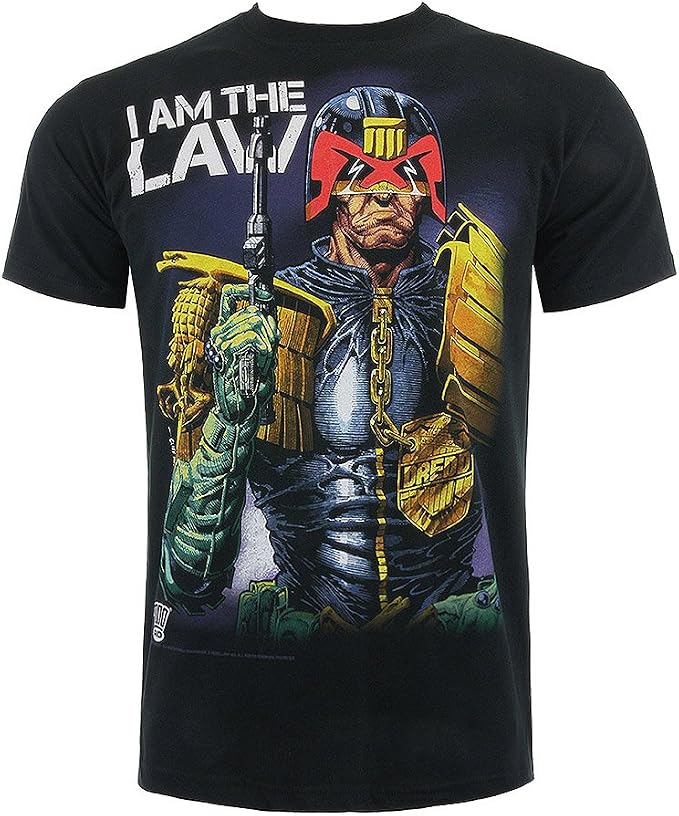 Judge Dredd - Mens I Am the Law - Black T-Shirt in Black, Small, Black ...