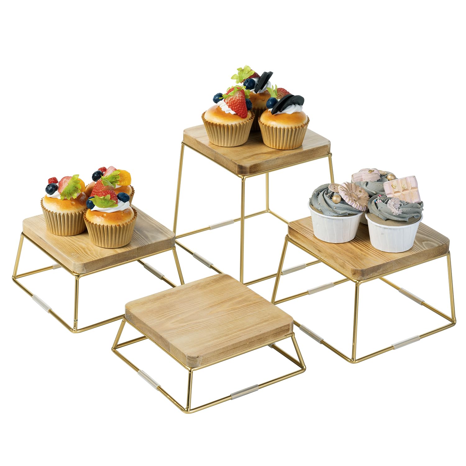Mua MyGift Gold Food Risers for Display Party, 4-Piece Wood Square ...