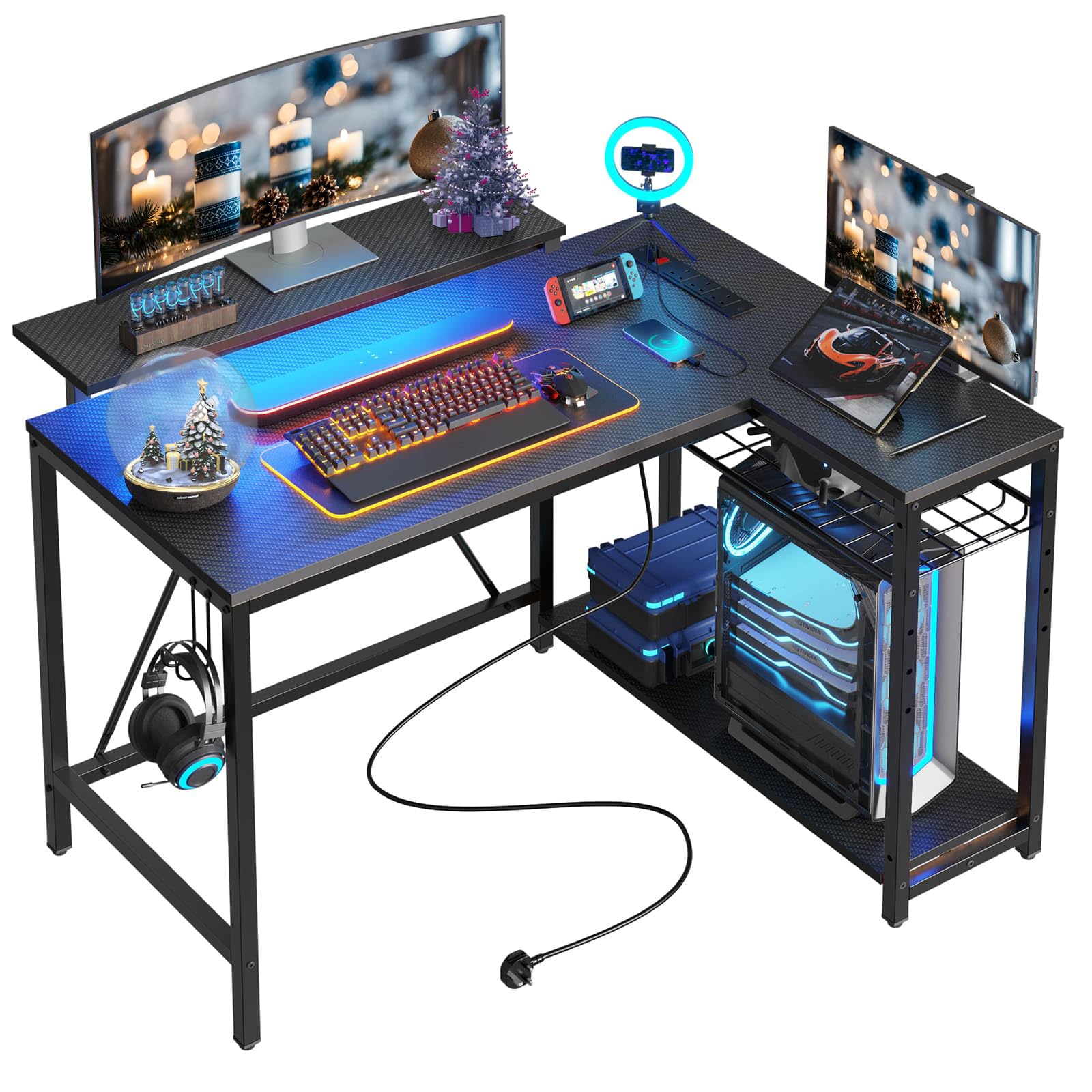 Mua Bestier Small Gaming Desk with Power Outlets,42 L Shaped LED ...