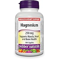 Webber Naturals Magnesium 250 mg, 100 Caplets, Supports Bone and Muscle ...
