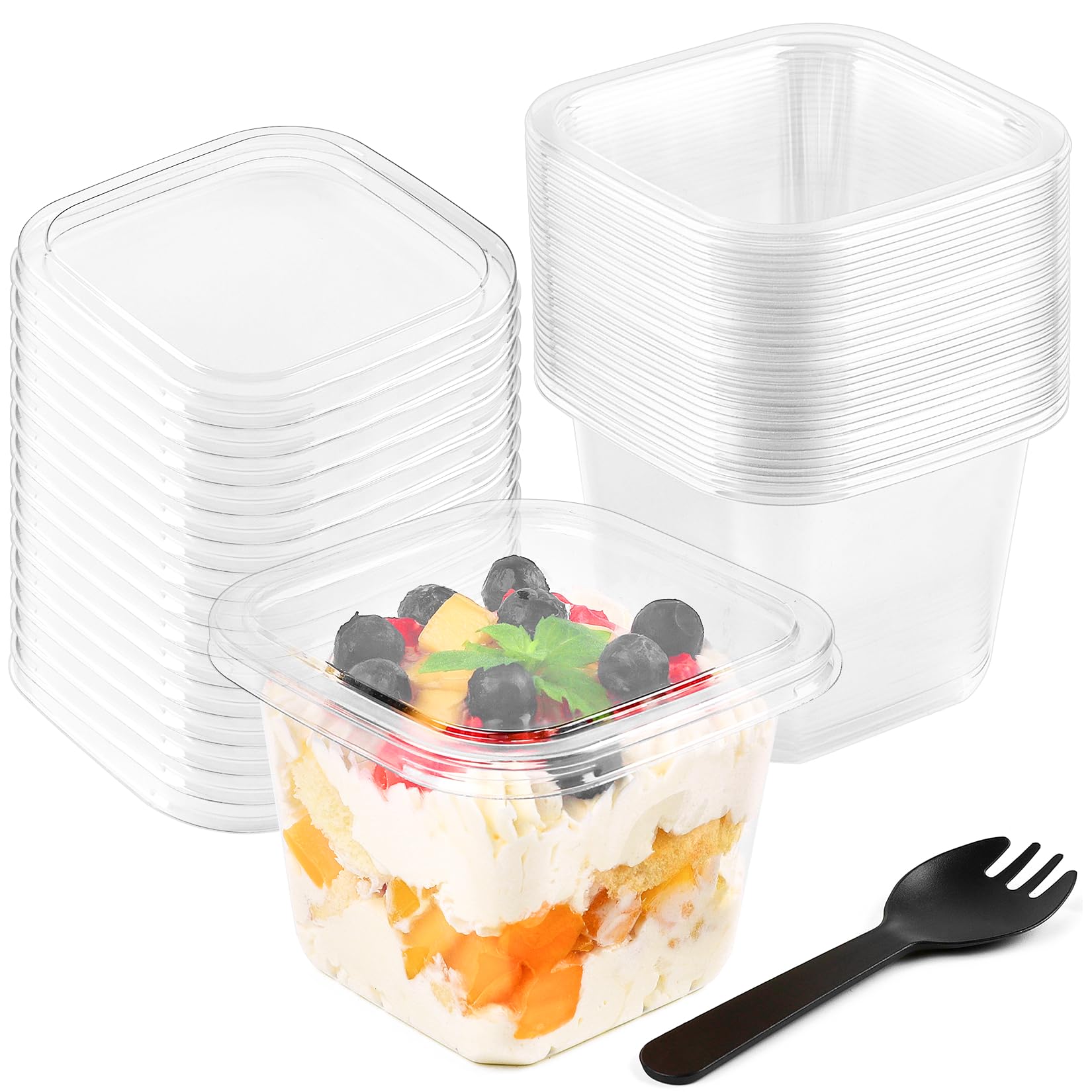 Mua Qeirudu 50 Pack 12 oz Plastic Parfait Cups with Lids and Sporks ...