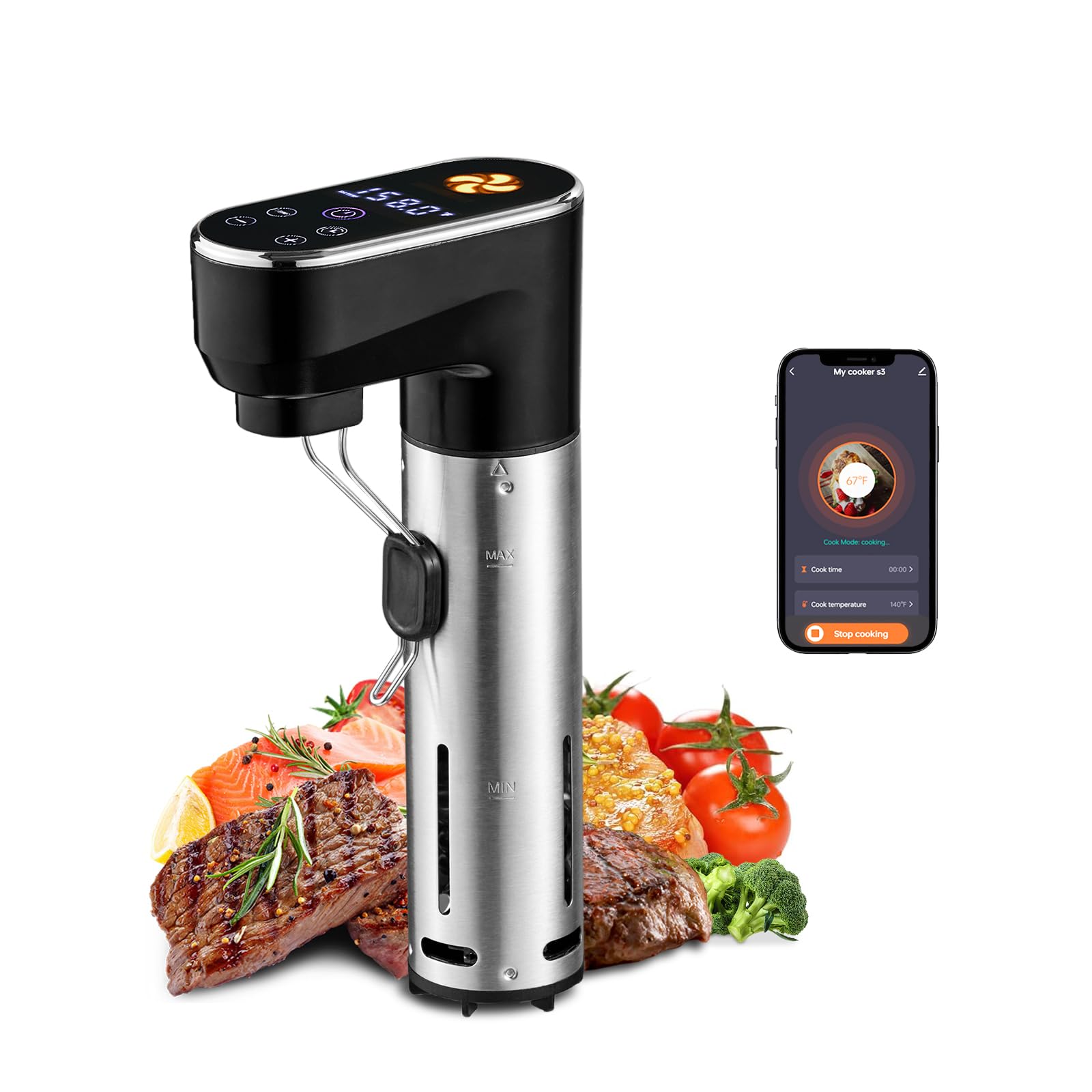 Outohomo Sous Vide Cooker,WiFi APP and Recipes Included,1300W IPX7 ...