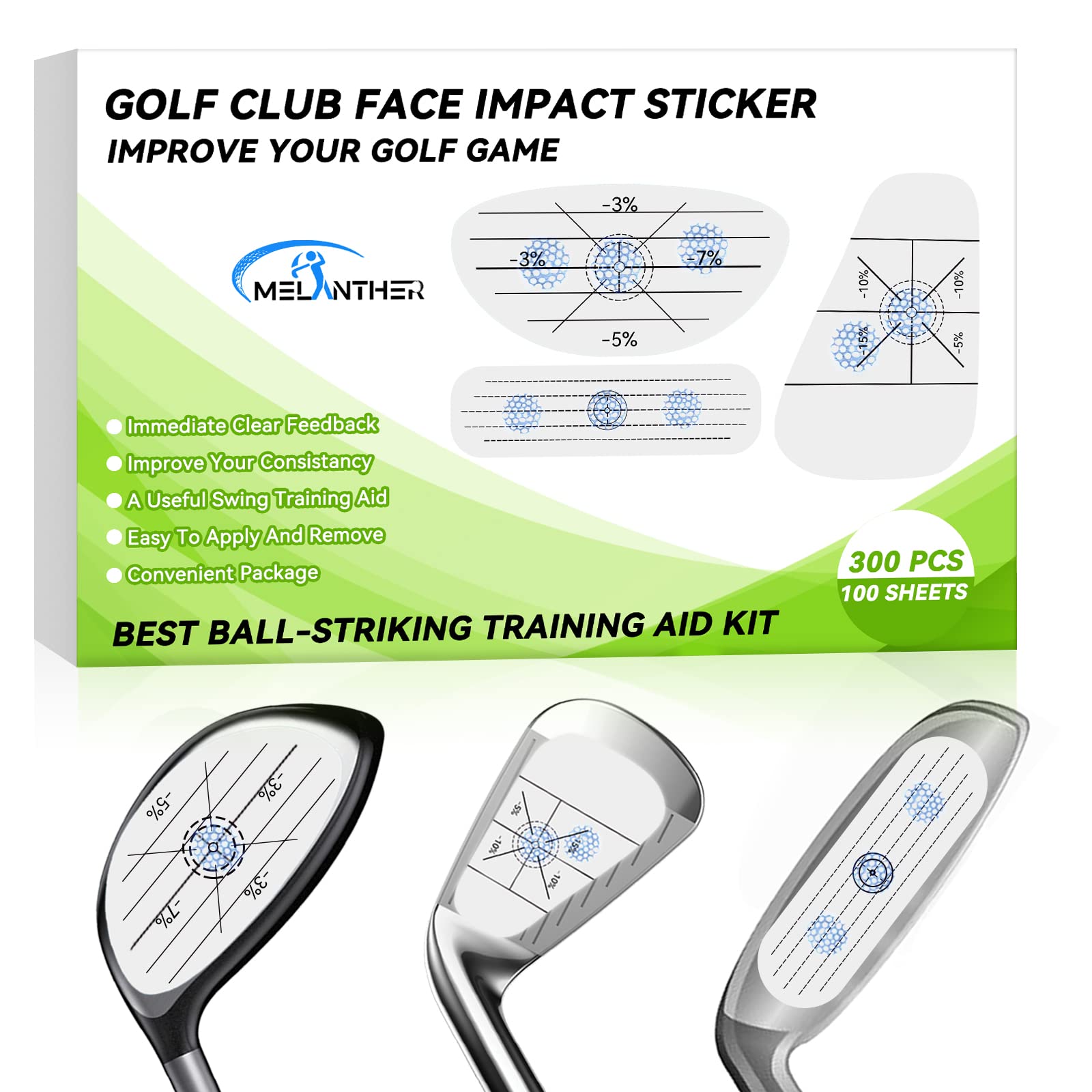 Mua Melanther Golf Impact Tape 300 Stück – Schlagaufkleber für Fahrer ...