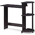 Amazon.com: Furinno Compact Computer Desk with Shelves, Round Side ...