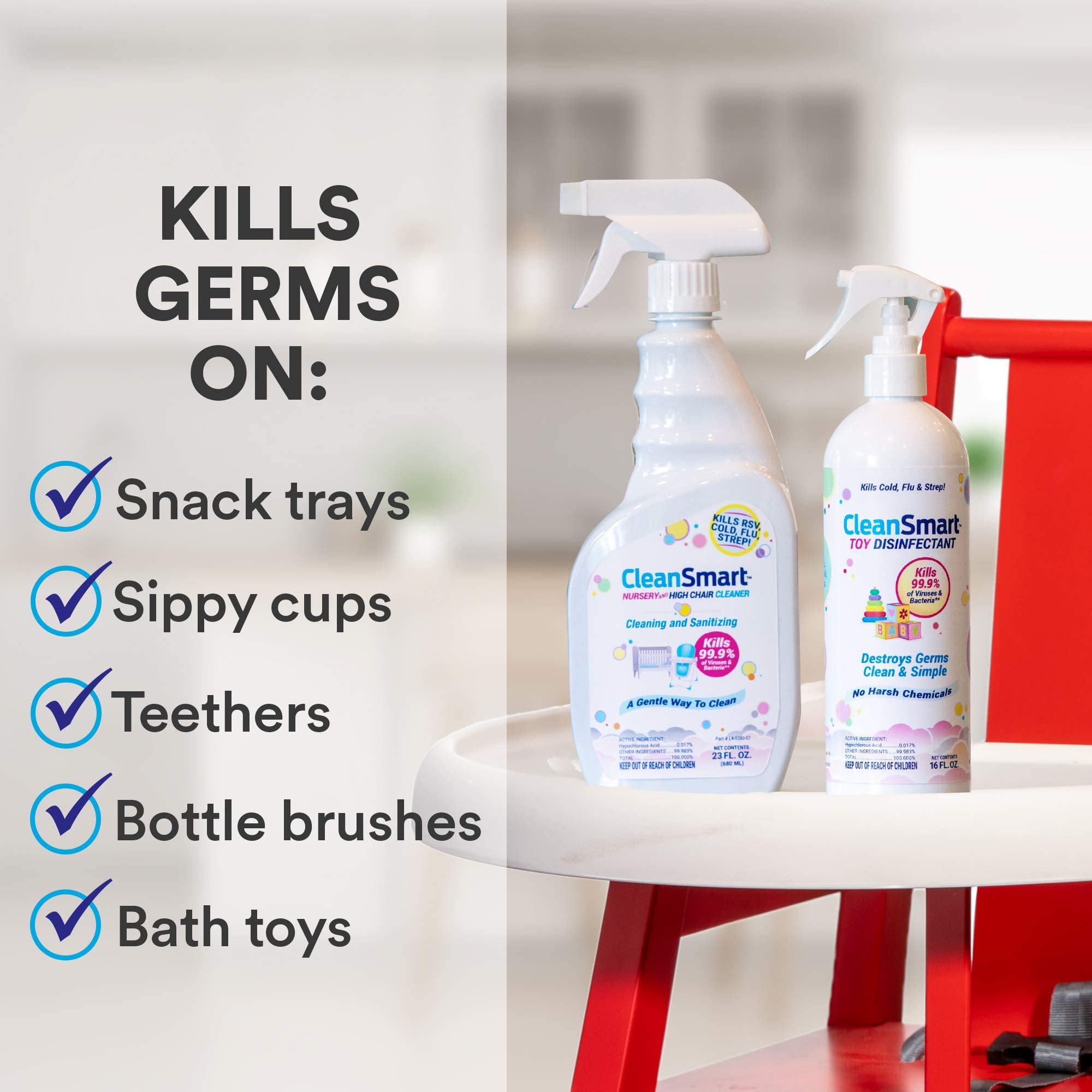 CleanSmart Toy Disinfectant Spray Kills 99.9% of Viruses and Bacteria ...