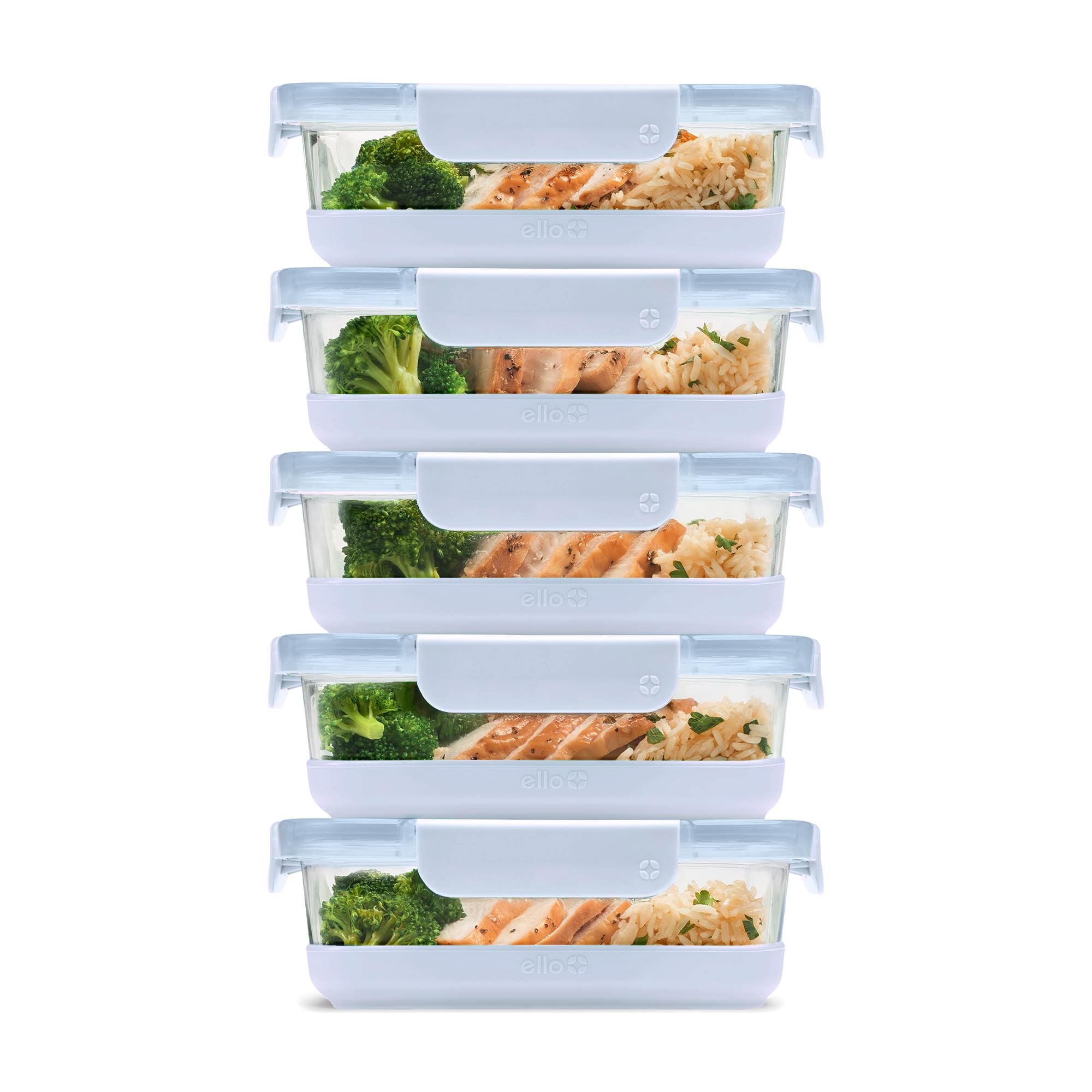 Ello Duraglass 3.4 Cup Meal Prep Sets 10Pc, 5 Pack Set- Glass Food ...