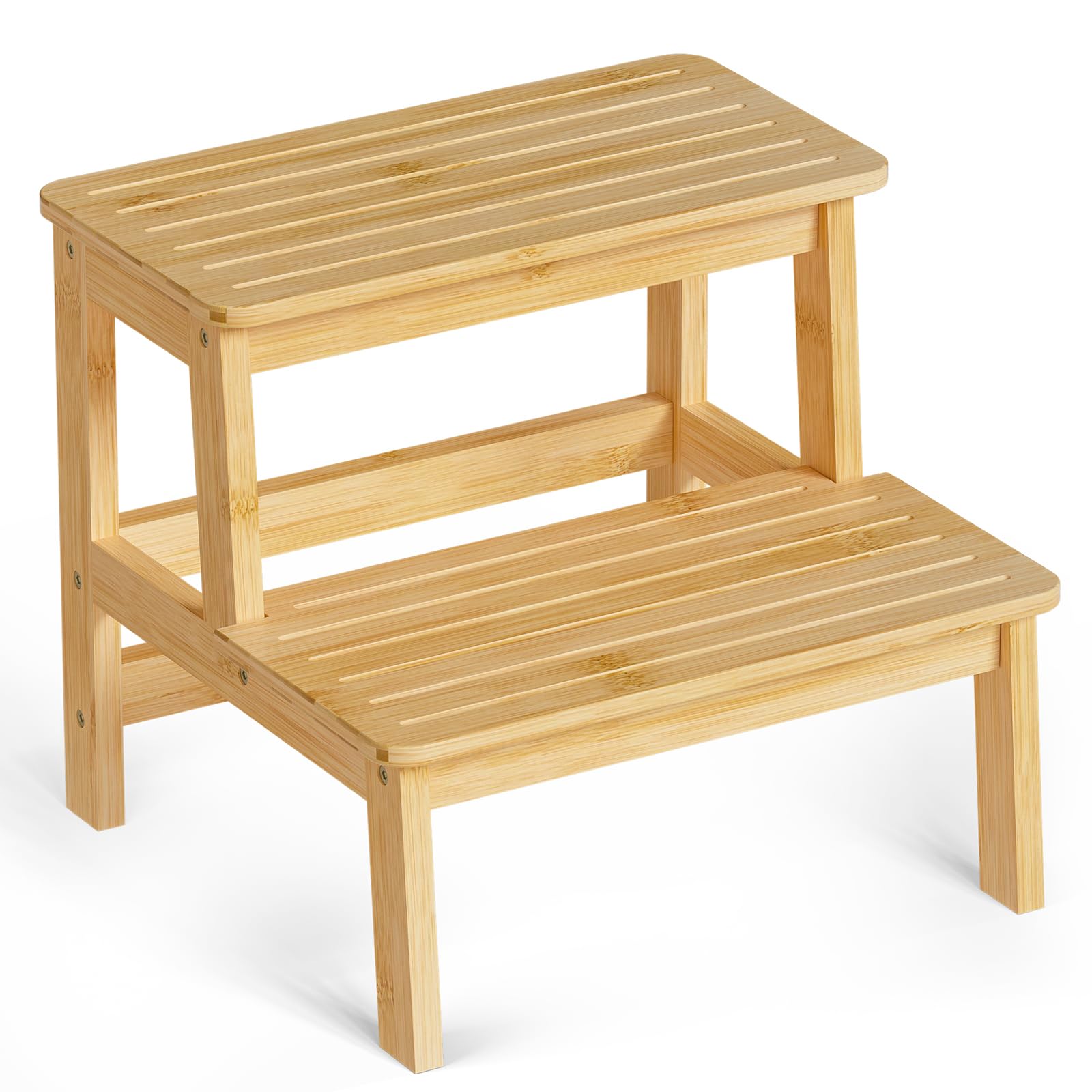 Domax Bamboo Wooden Step Stools for Kids - Toddler Step Stool for ...