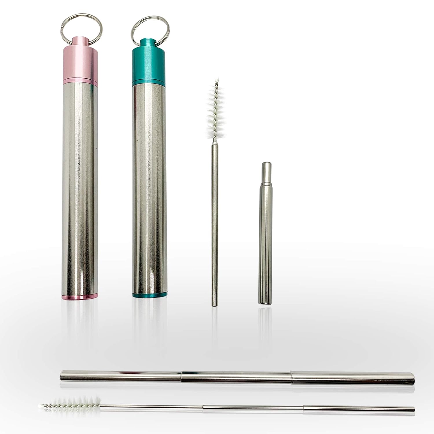 Amazon.com: Collapsible Retractable Stainless-Steel Straws | Blue ...