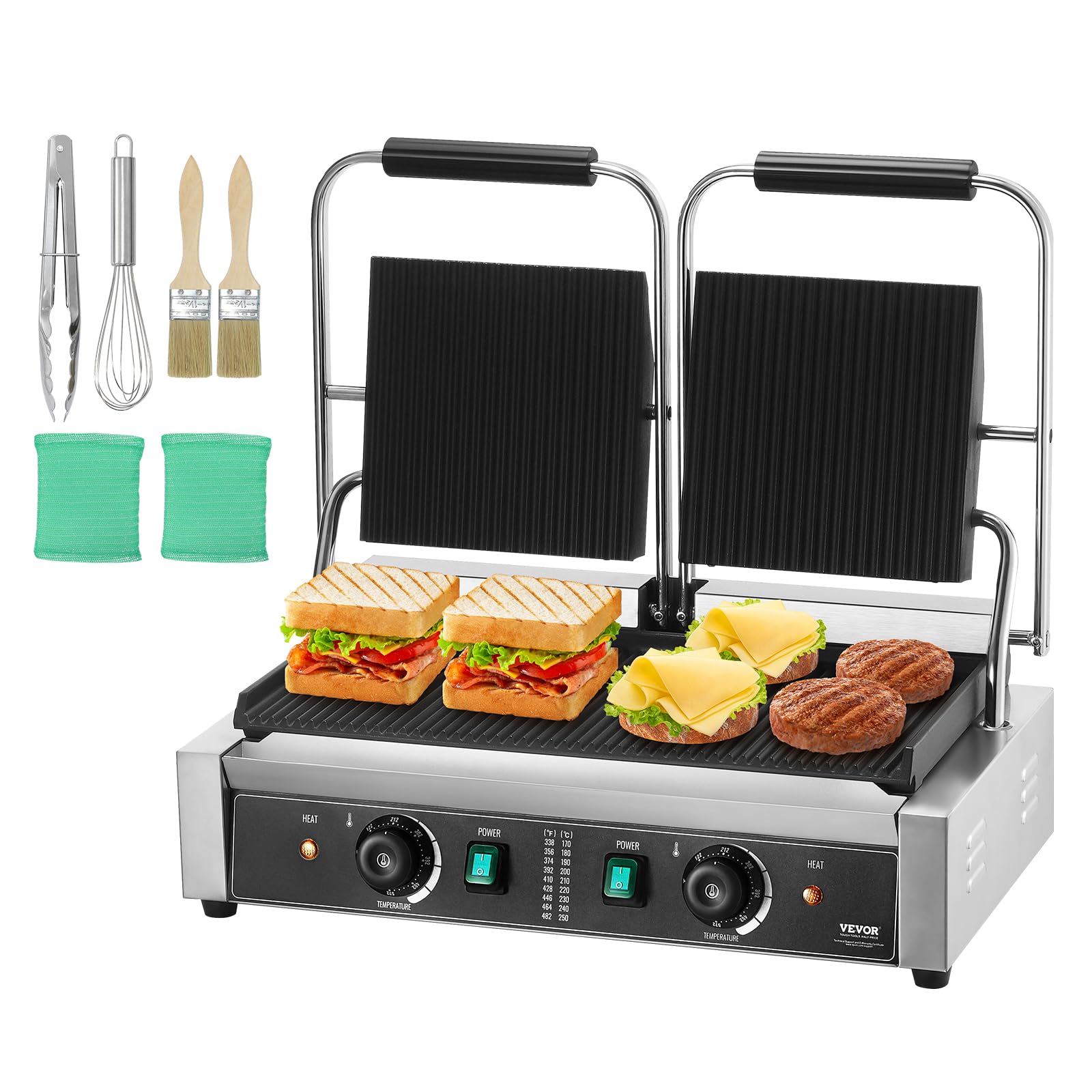 VEVOR Commercial Panini Grill, 3600W Electric Sandwich Panini Maker ...