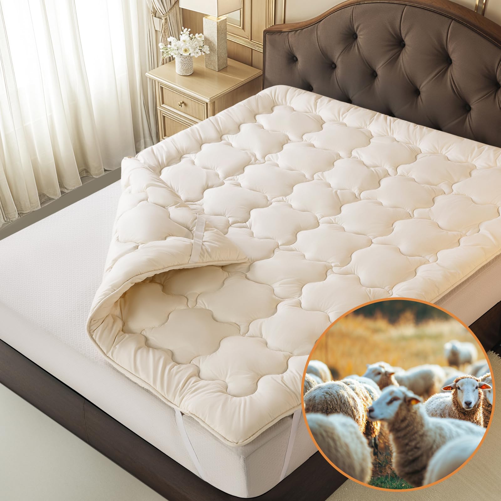 Baauye Organic Merino Wool Mattress Topper-3 (78"x80" Cream) for sale ...