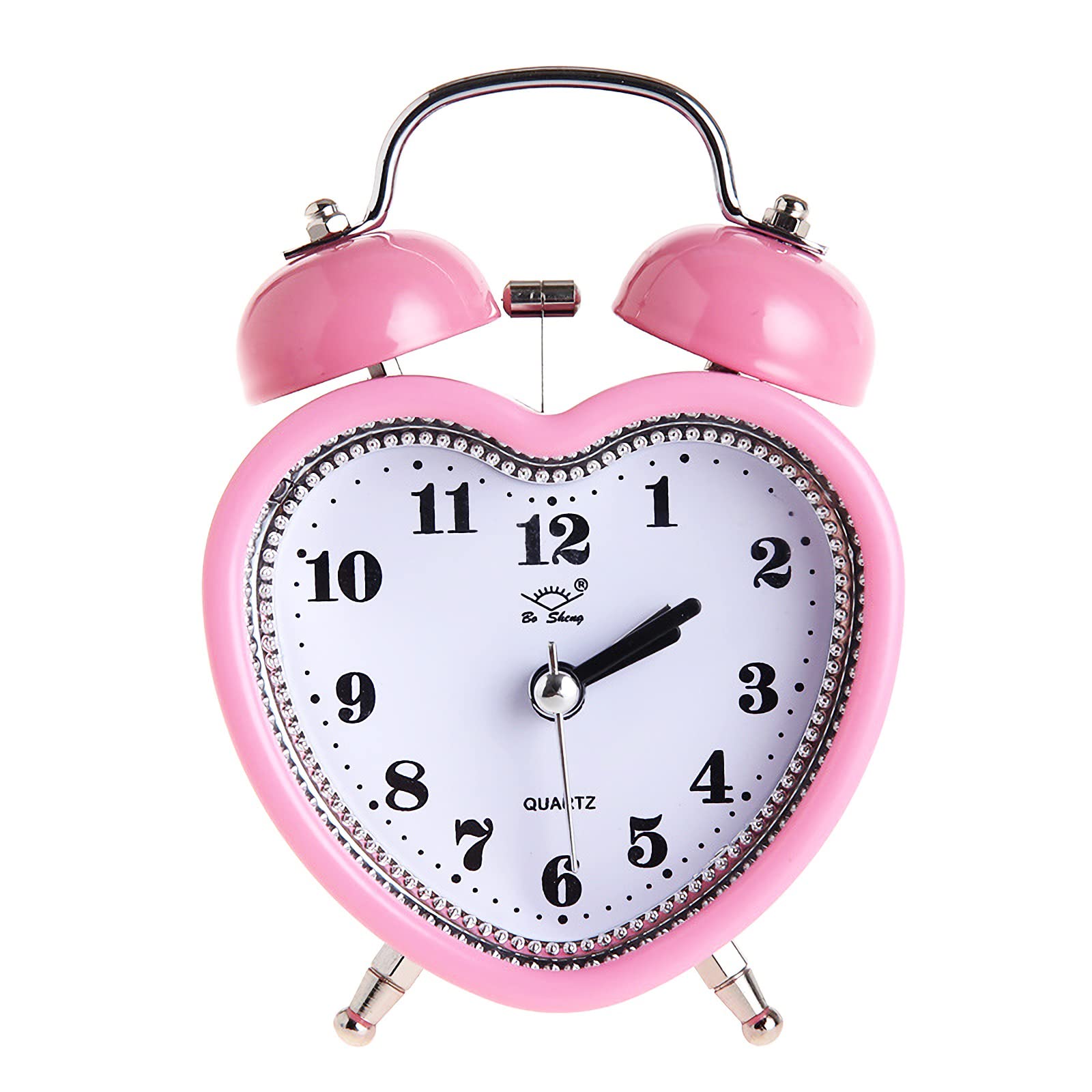 SHISEDECO 3 Inches Cute Twin Bell Loud Alarm Clock Silent Analog Quartz ...