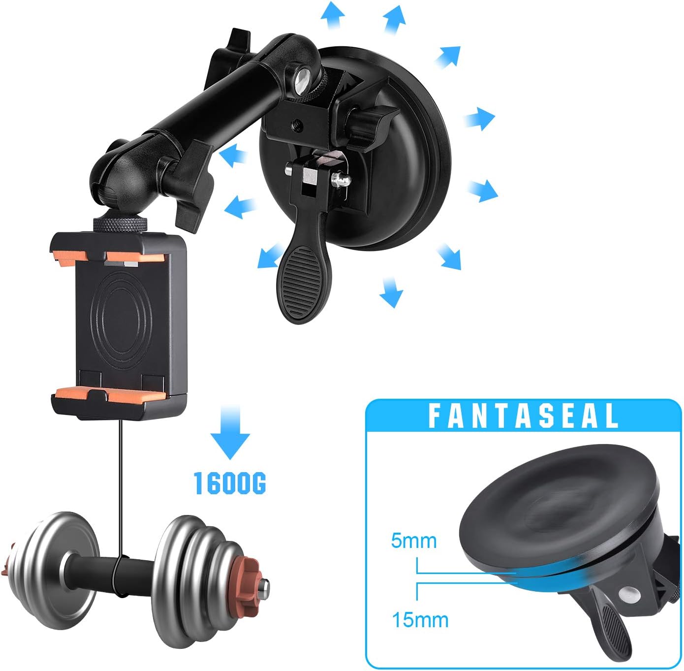 fantaseal Action Camera Smartphone Suction Cup Race Car Cockpit Mount Motion Camcorder Vehicle ...