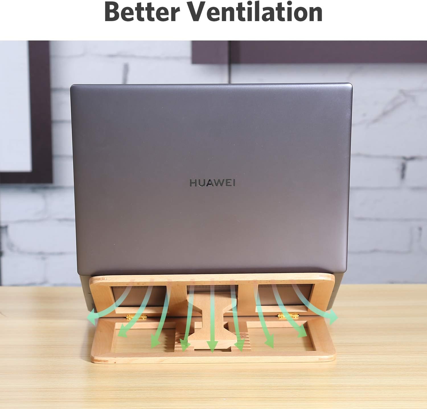 RAVEGO Laptop Stand, Foldable Wooden Laptop Riser Adjustable Computer ...