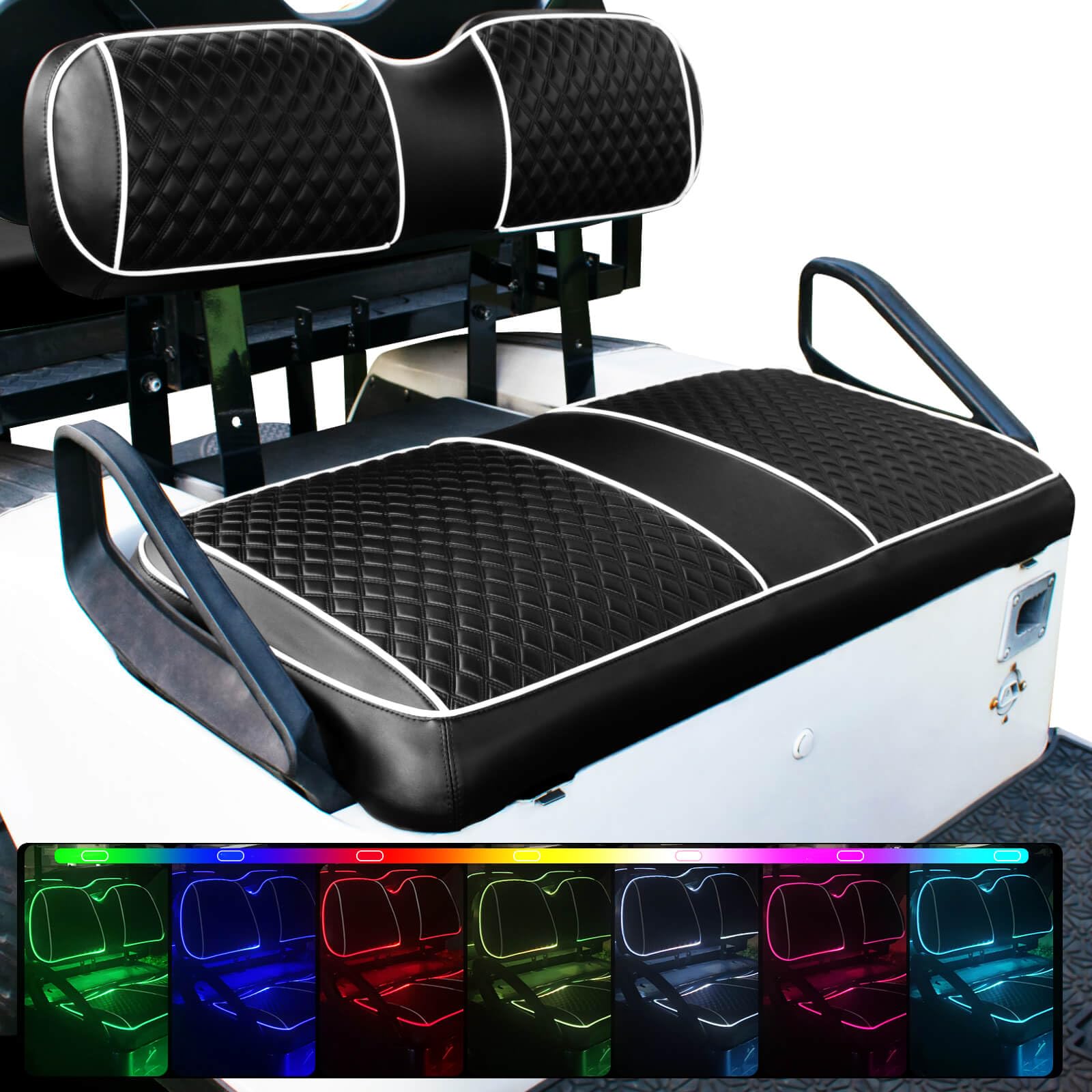 NOKINS Golf Cart Seat Covers with RGB Ambient Light Seat Cover Kit for ...