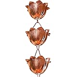 Amazon.com : Stanwood Rain Chain Lotus Lily Flower Copper Rain Chain, 8 ...