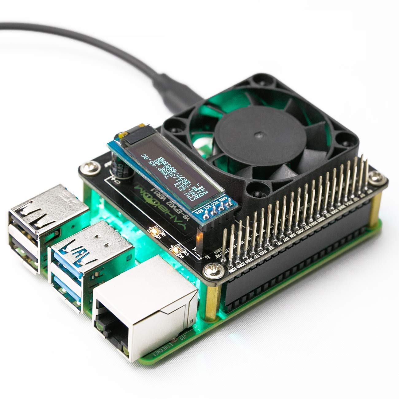 REES52 Raspberry Pi Cooling Fan Pi 4B 3B+ 3B Cooling Fan Hat with ...