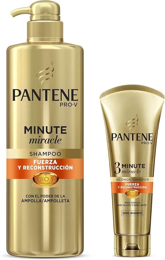 Pantene Pro-V Minute Miracle Shampoo Fuerza y Reconstrucción de 480ml + Pantene Pro-V Minute ...