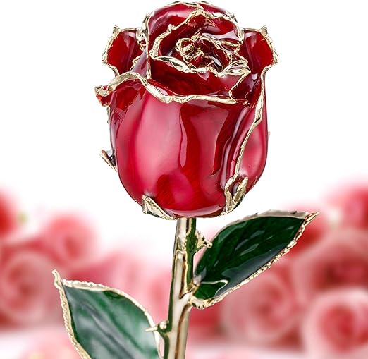 YEPLINS Real Rose 24K Gold Dipped Eternal Rose, Gold Plated Rose Flower ...