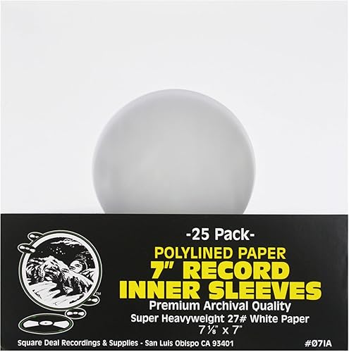 (25) Super Heavyweight Plastic Polylined Paper Inner Sleeves for 7 inch ...