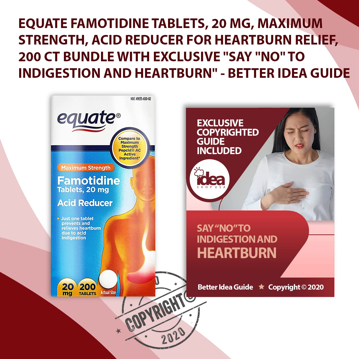 Mua Equate Famotidine Tablets, 20 mg, Maximum Strength, Acid Reducer ...