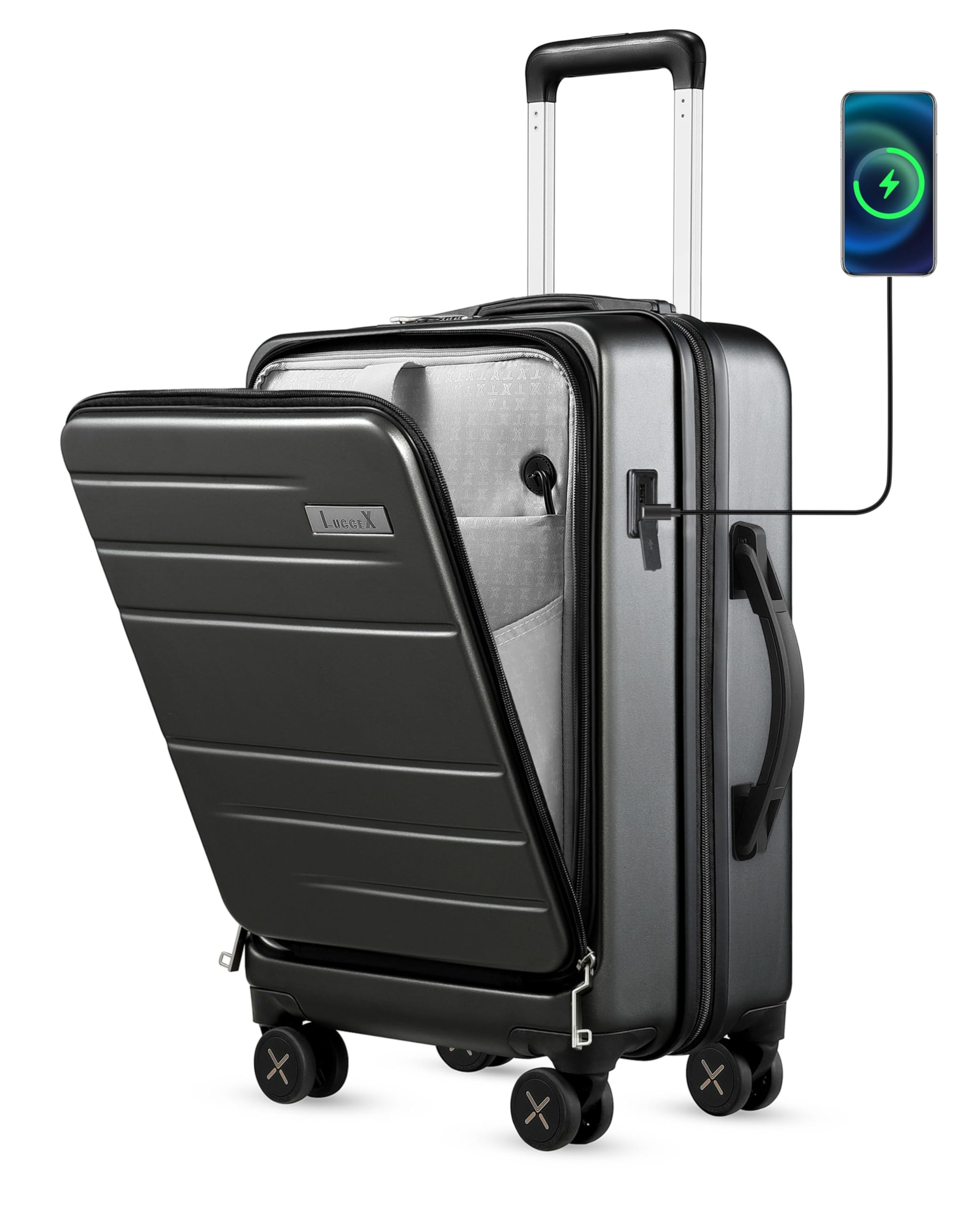 LUGGEX 26 Inch Luggage with Spinner Wheels, Expandable PC Hard Shell ...