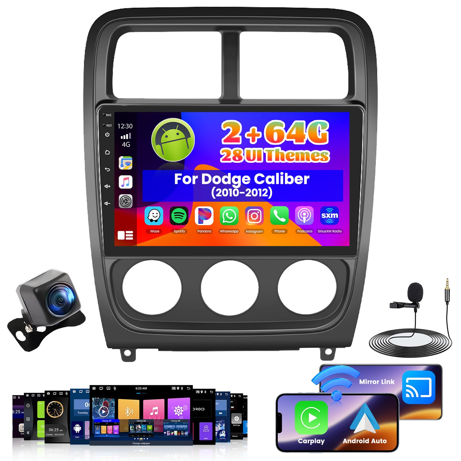 Roinvou 2+64G Radio for Dodge Caliber 2010 2011 2012 Android 13 Car ...