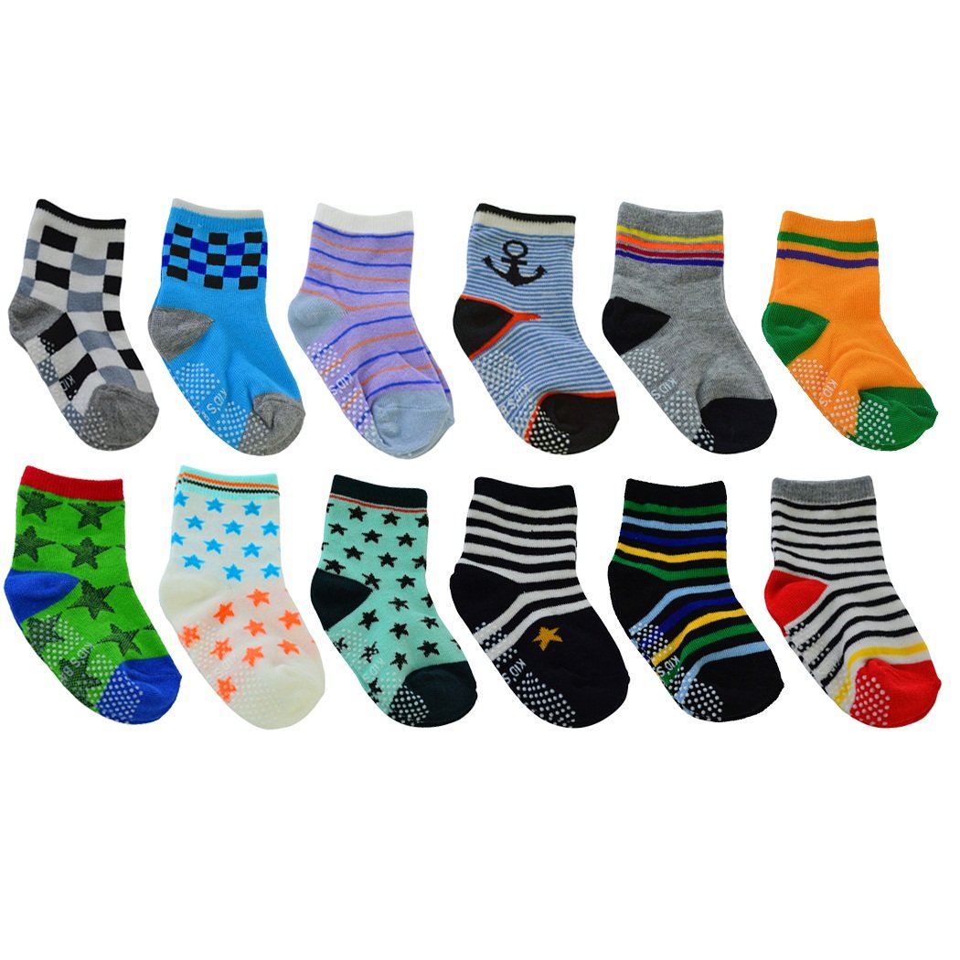 Amazon.com: 12 Pairs Baby's Cute Warm Cotton Socks (Anti-Slip 1 to 3 ...