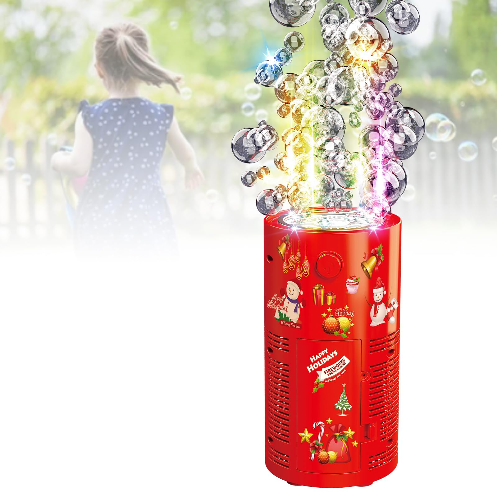 Fireworks Bubble Machine with 240 ml Bubble Solution, Portable ...