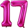Amazon.com: Hot Pink 17 Balloon Numbers, 40 Inch 17th or 71st Birthday ...