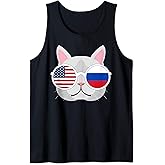 Amazon.com: Funny Proud Russian American Flag Russia USA Pride GIft T ...