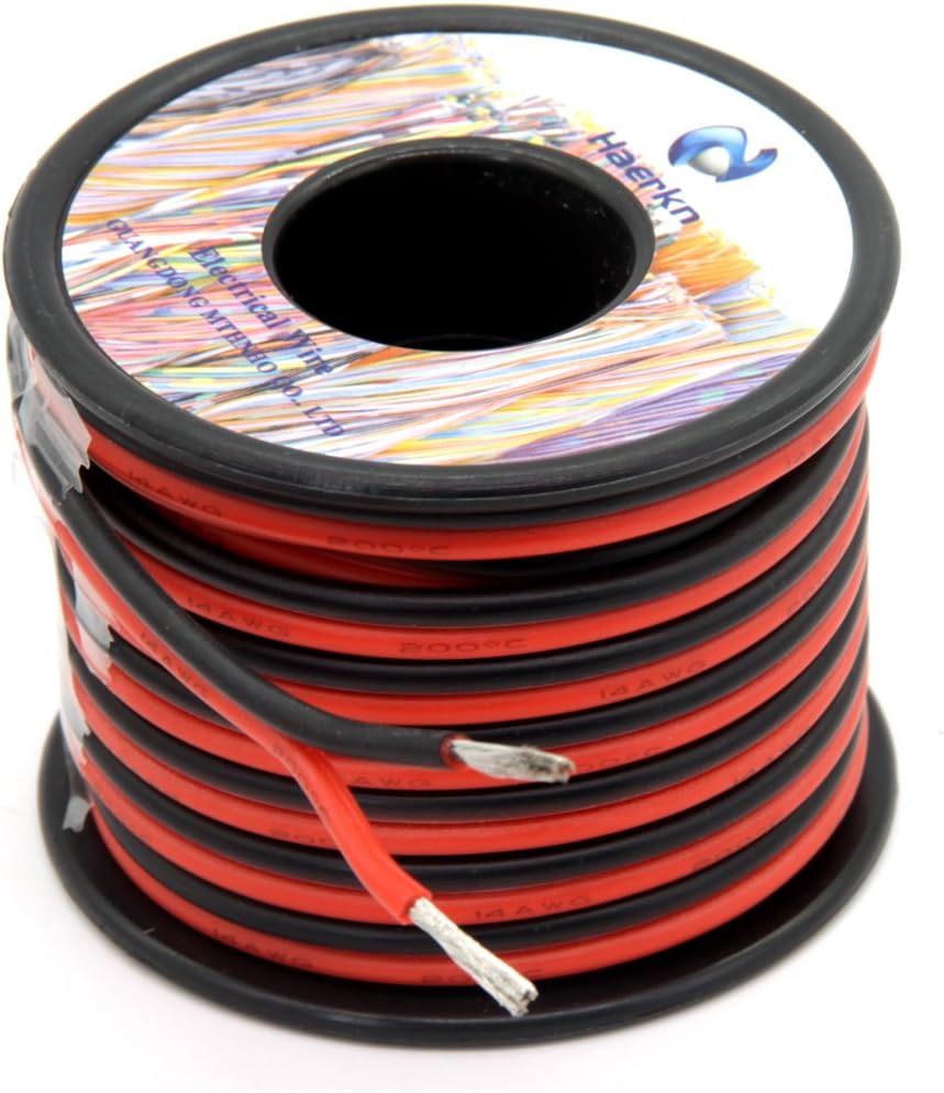 14 awg Silicone Electrical Wire 2 Conductor Parallel Wire line 50ft [Black 25ft Red 25ft] 14 ...