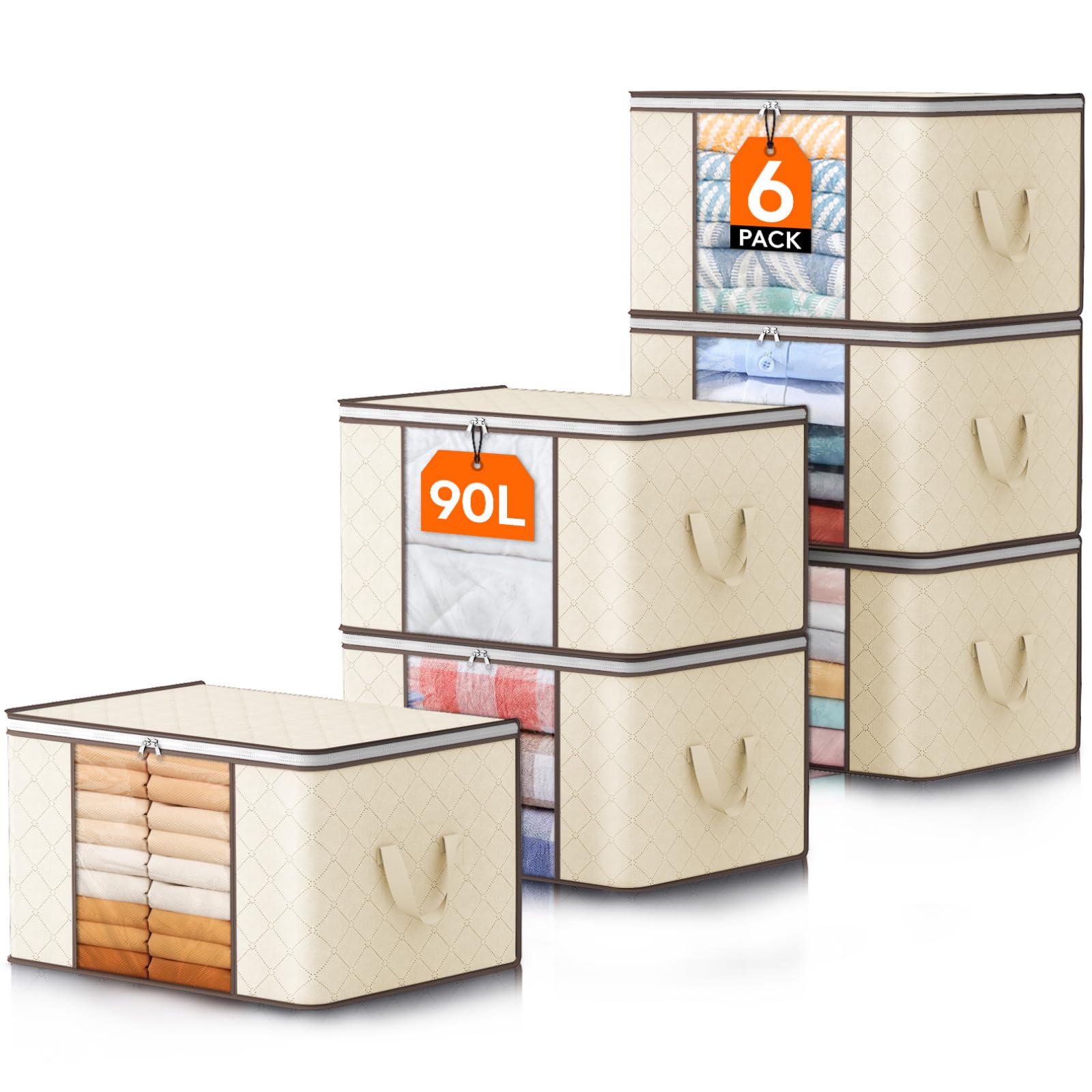 Lifewit 90L Large Storage Bags, 6 Pack Closet Organizers and Storage ...