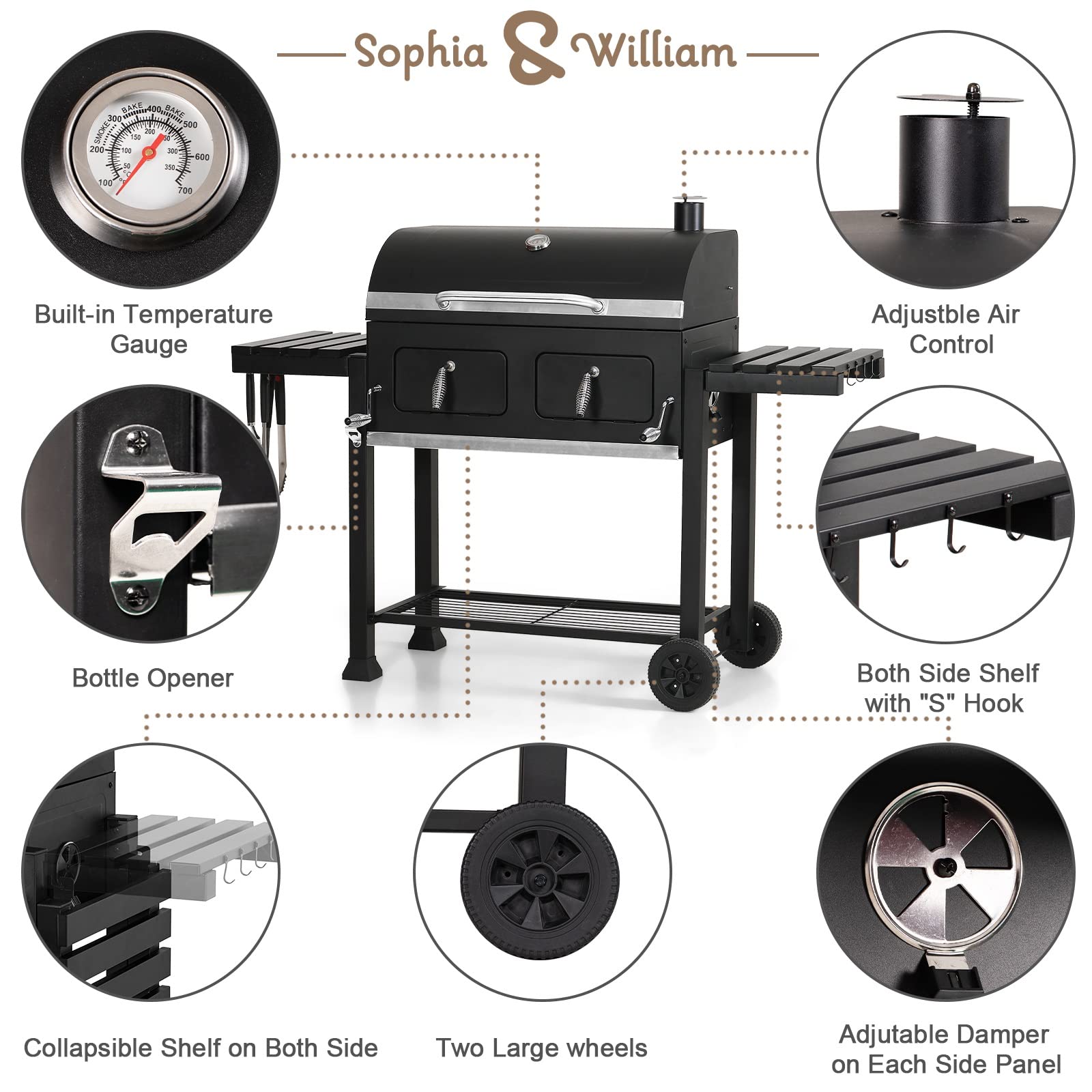 Mua Sophia & William Extra Large Charcoal BBQ Grills with 794 SQ.IN ...