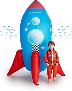 Amazon.com: FUNBOY Inflatable Kids Rocketship Sprinkler for Lawns ...