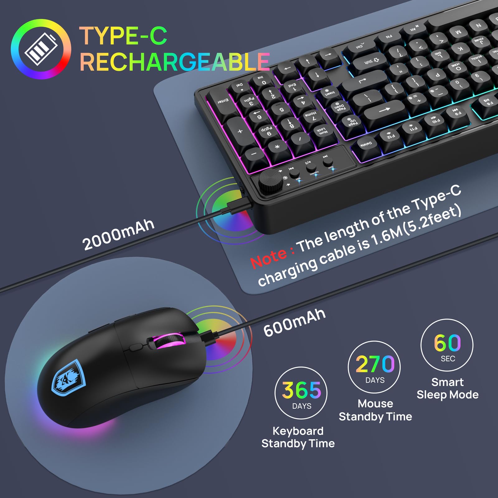 Mua KOLMAX BT98 Wireless Keyboard and Mouse Combo,Triple Mode 2.4G ...