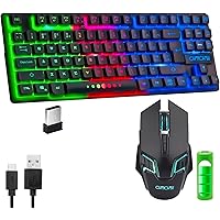 Amazon.com: Gaming Wireless TKL Keyboard Mouse Combo Rechargeable LED ...
