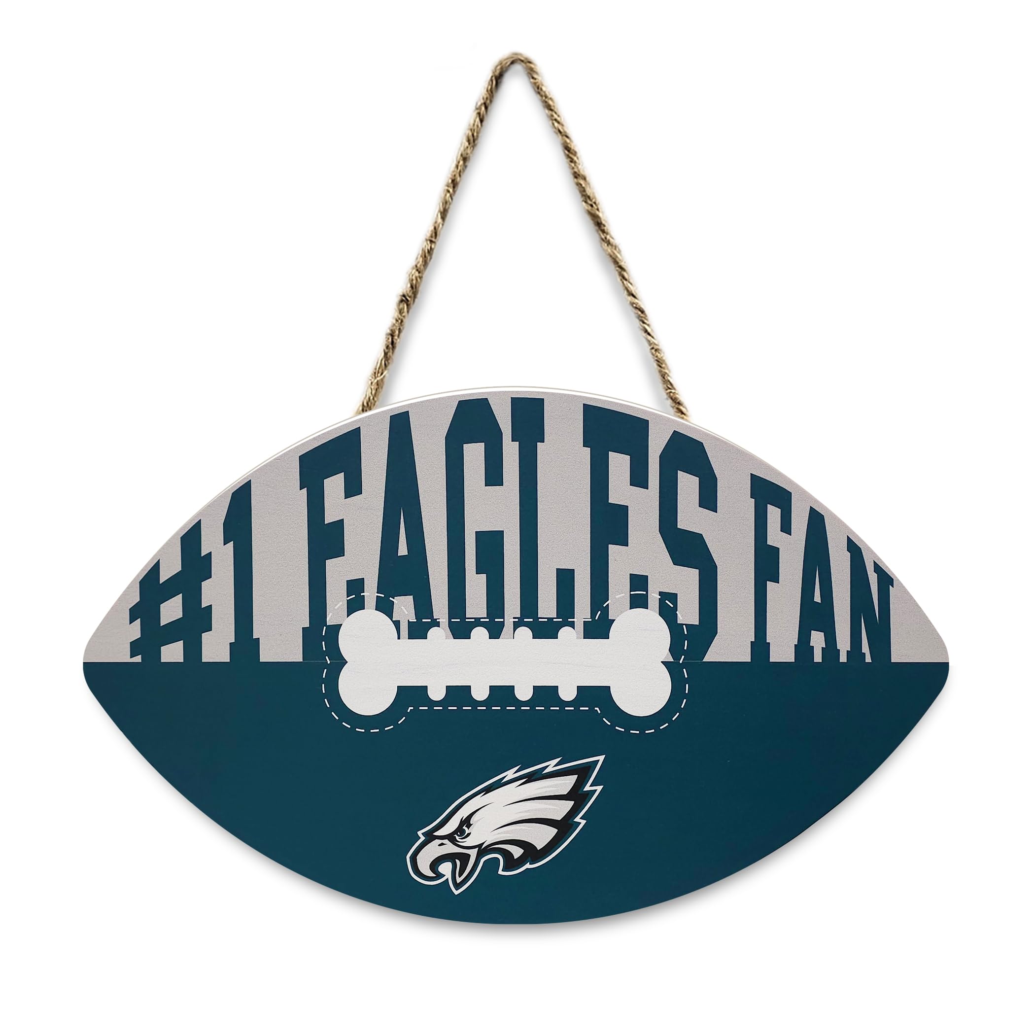 NFL #1 Philadelphia Eagles Best Fan's Football Shape Sign with Dog Bone ...
