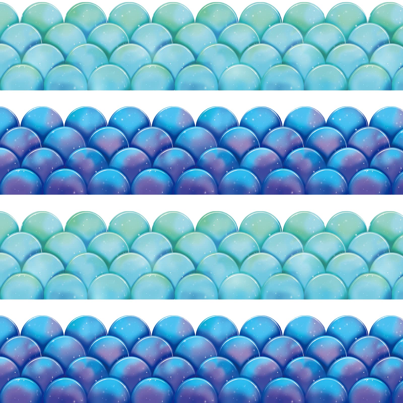 Whaline 98Ft Mermaid Bulletin Board Borders 100Pcs Self-Adhesive ...