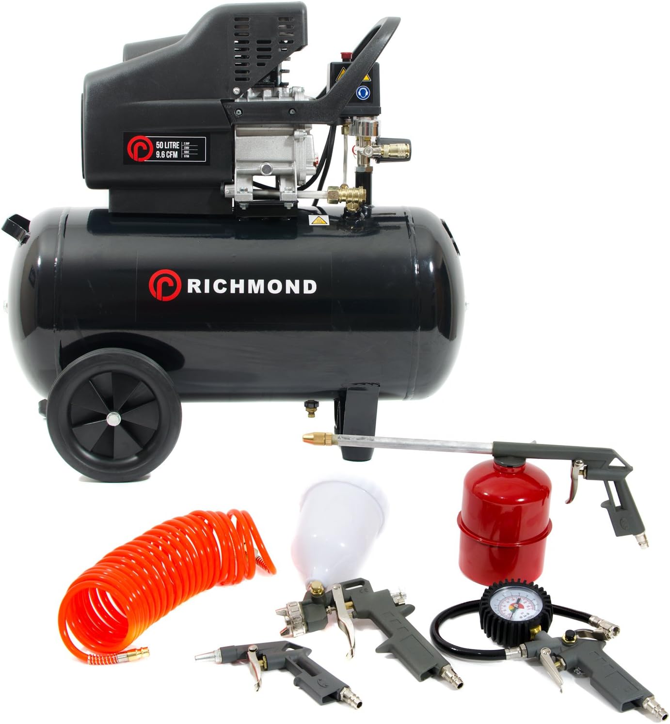 ParkerBrand 50 Litre Air Compressor & Tool Kit - 9.6 CFM, 2.5 HP, 50 ...