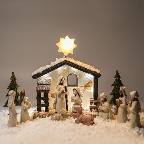 Nativity Set- Nativity Sets & Figures with LED Lights, Nativity Scene ...
