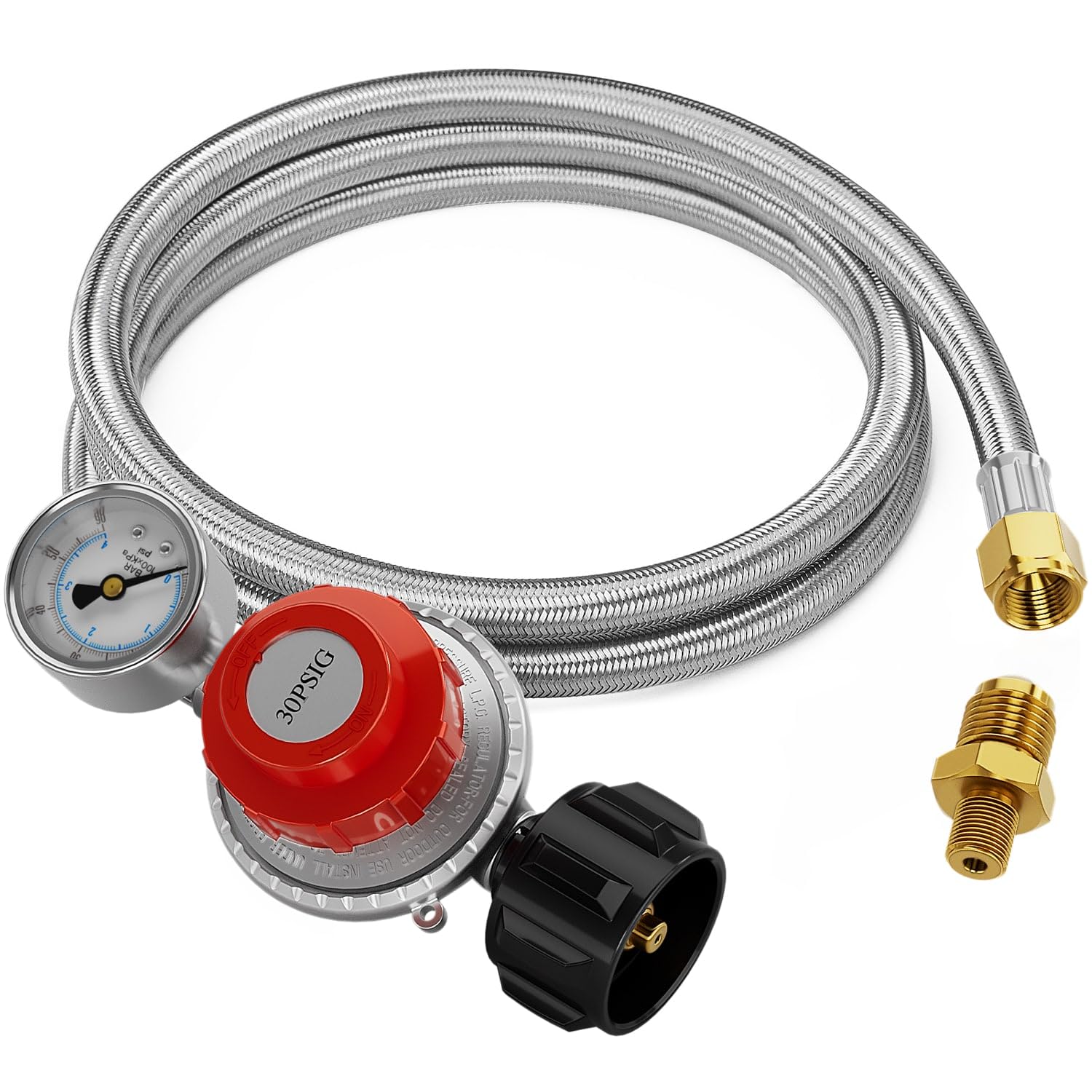 CALPOSE 5FT High Pressure Propane Regulator Hose with Gauge, 0~30PSI ...
