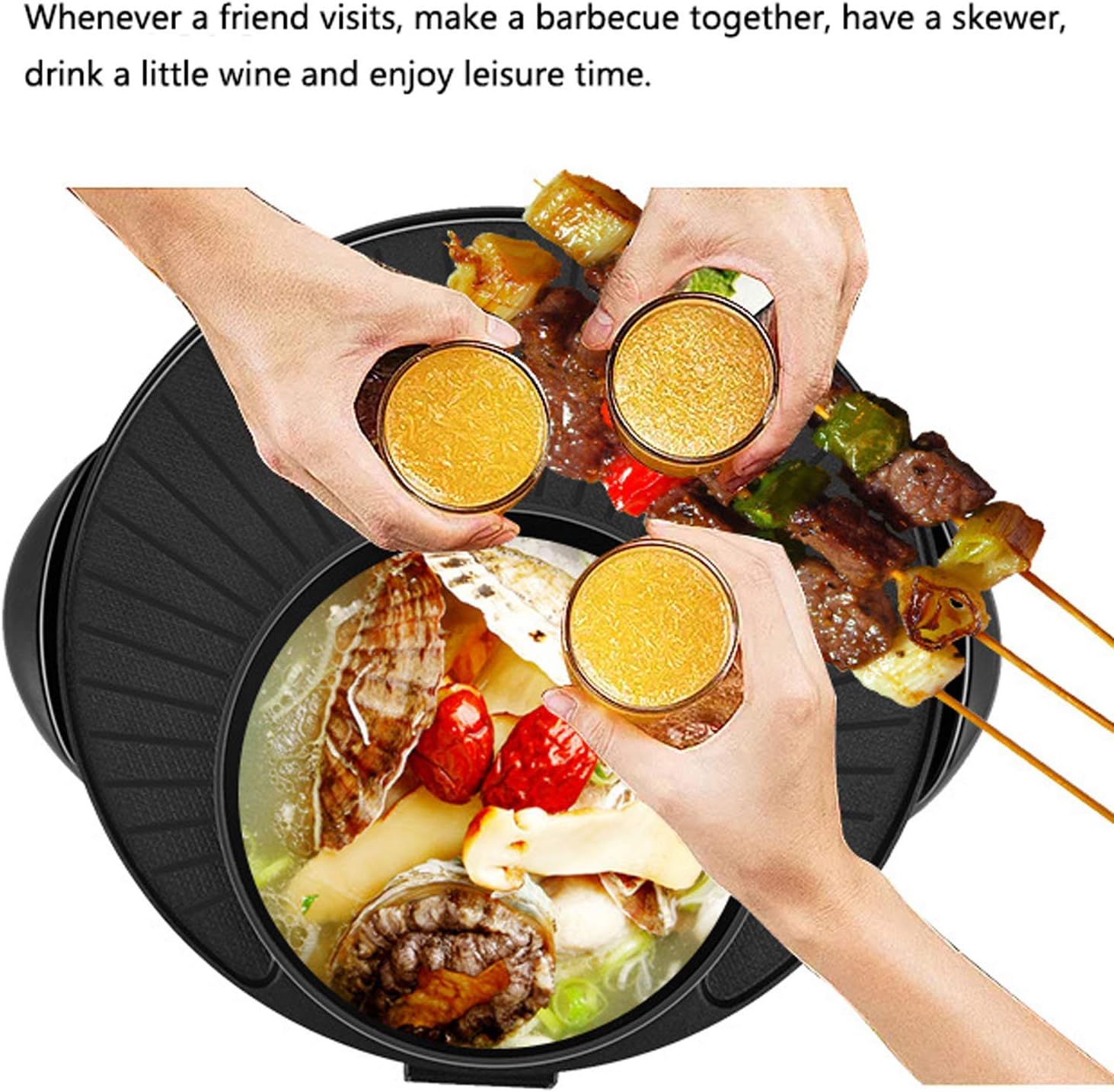 Review Electric Barbecue Pot, Portable Barbecue Grill, with Glass Lid ...