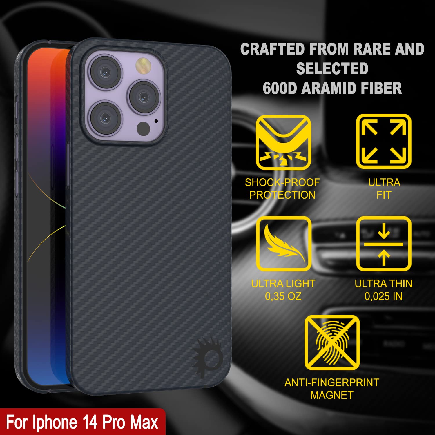 Mua Punkcase for iPhone 14 Pro Max Carbon Fiber Case [AramidShield ...