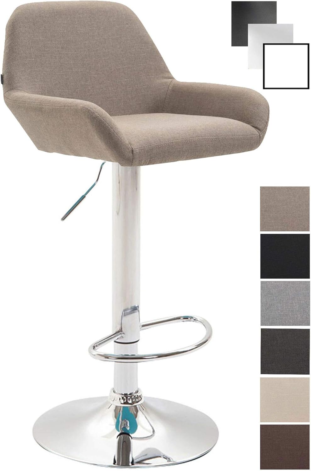 CLP Tabouret De Bar Design Braga Tissu I Réglable En Hauteur Et ...