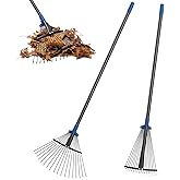 Amazon.com : Adjustable Metal Leaf Rake Long Handle, Garden Rakes for ...