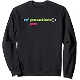 Amazon.com: Funny Python Code Pun Design - def procrastinate pass T-Shirt : Clothing, Shoes ...