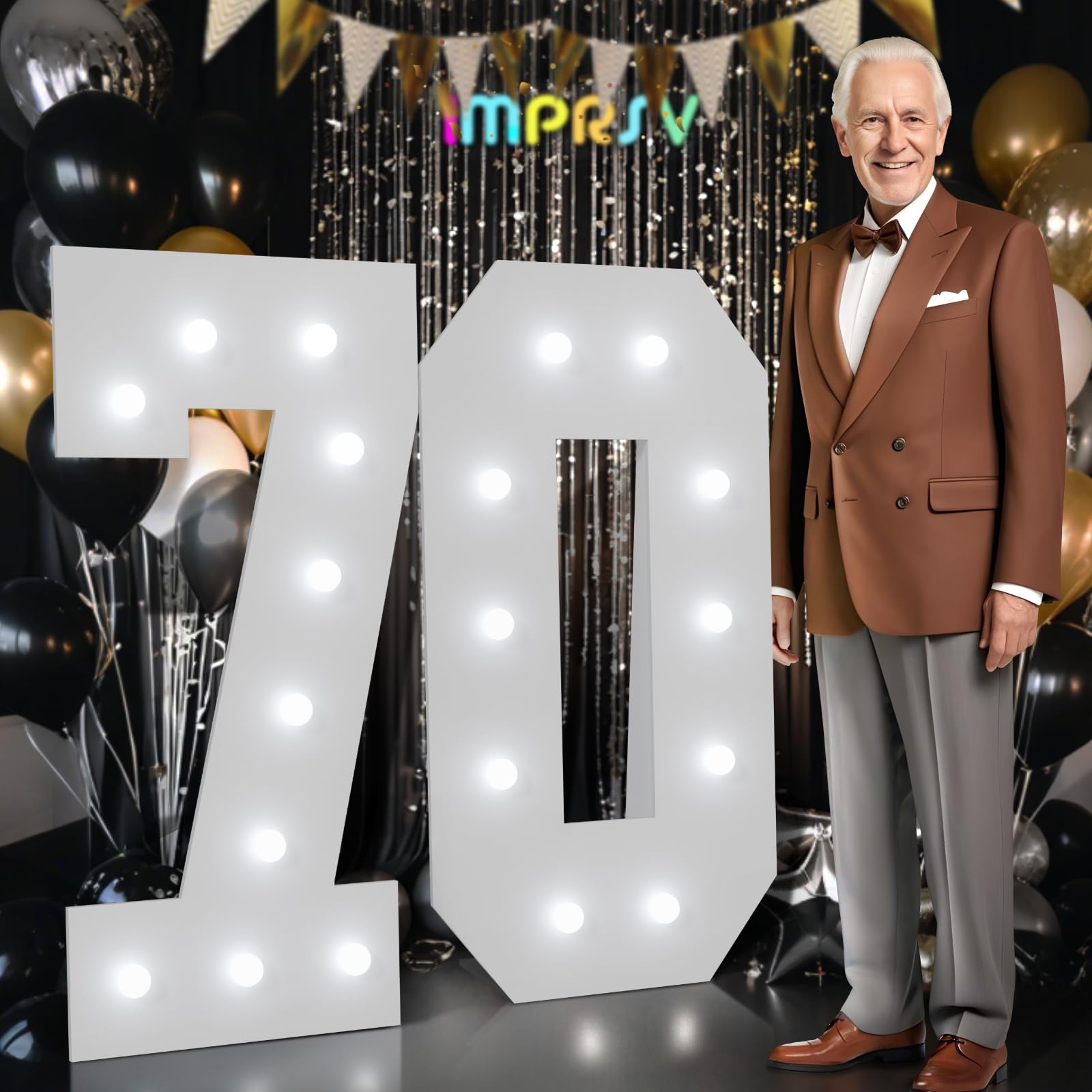 imprsv Marquee Numbers 70th-Birthday Decorations: Large 4ft Light up ...