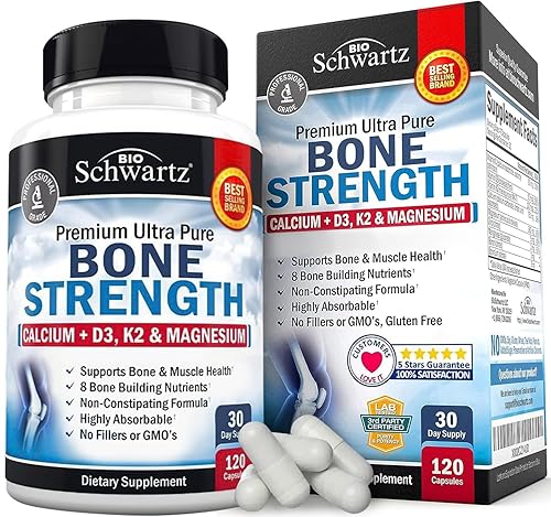 Bone Strength Calcium Supplement - With Calcium, Vitamin D3, K2, C ...