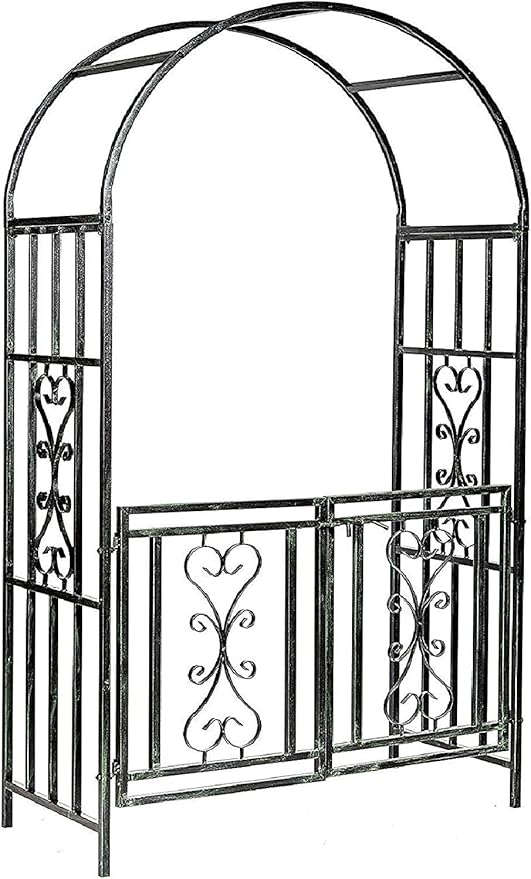 Gr8 Garden Patio Large Black Metal Rose Arch With Gate Wedding Archway ...