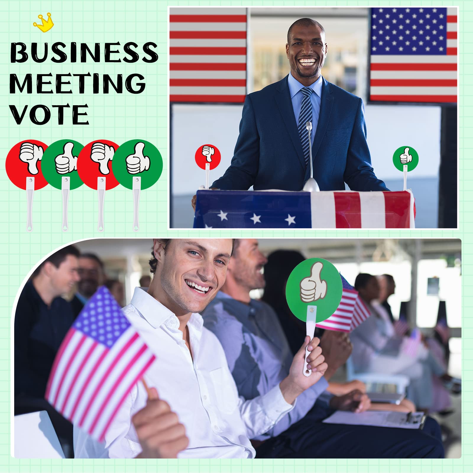 Macarrie 50 Pack Thumbs Up Thumbs Down Classroom Voting Paddles Handy ...